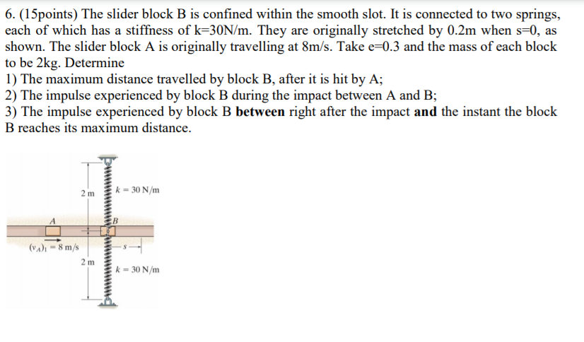 Solved 6. (15points) The slider block B is confined within | Chegg.com