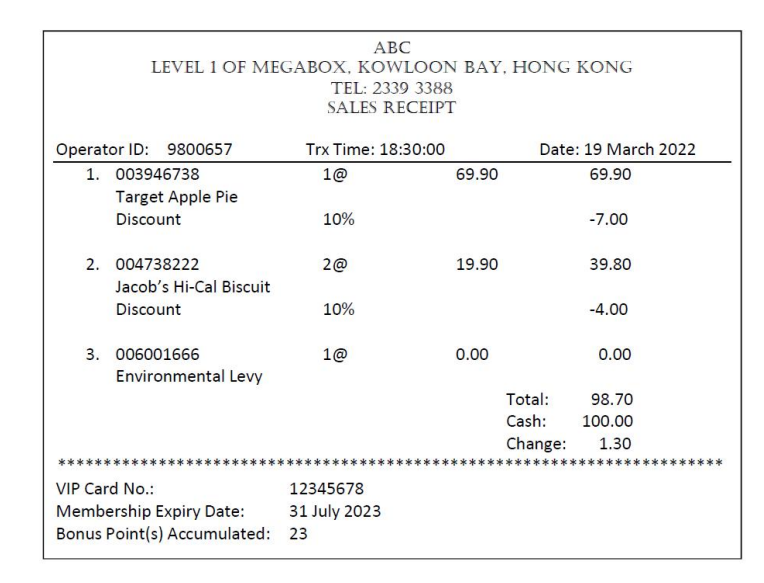Solved A sample customer receipt from a superstore ABC is | Chegg.com