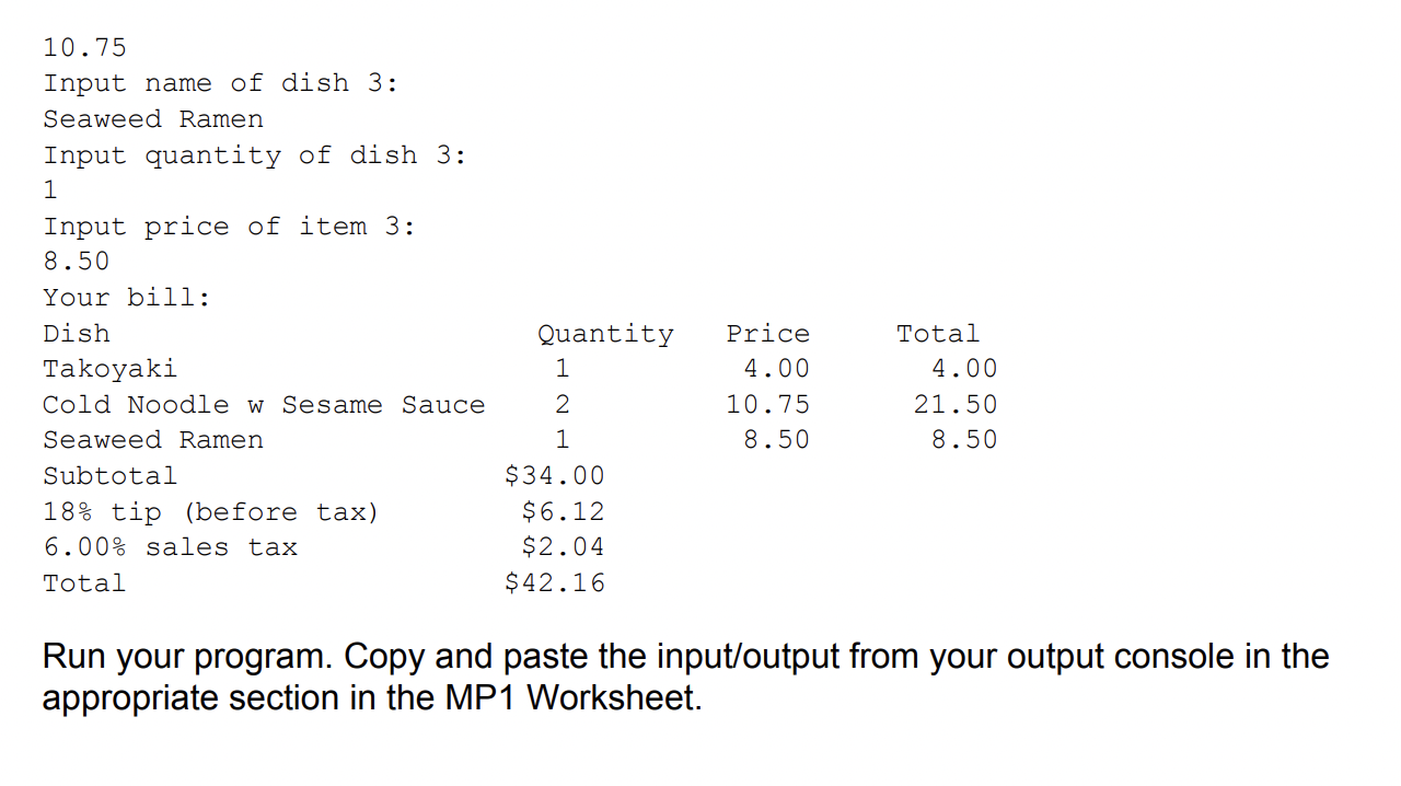 Solved This page below is page 2 of the Restaurant Bill | Chegg.com