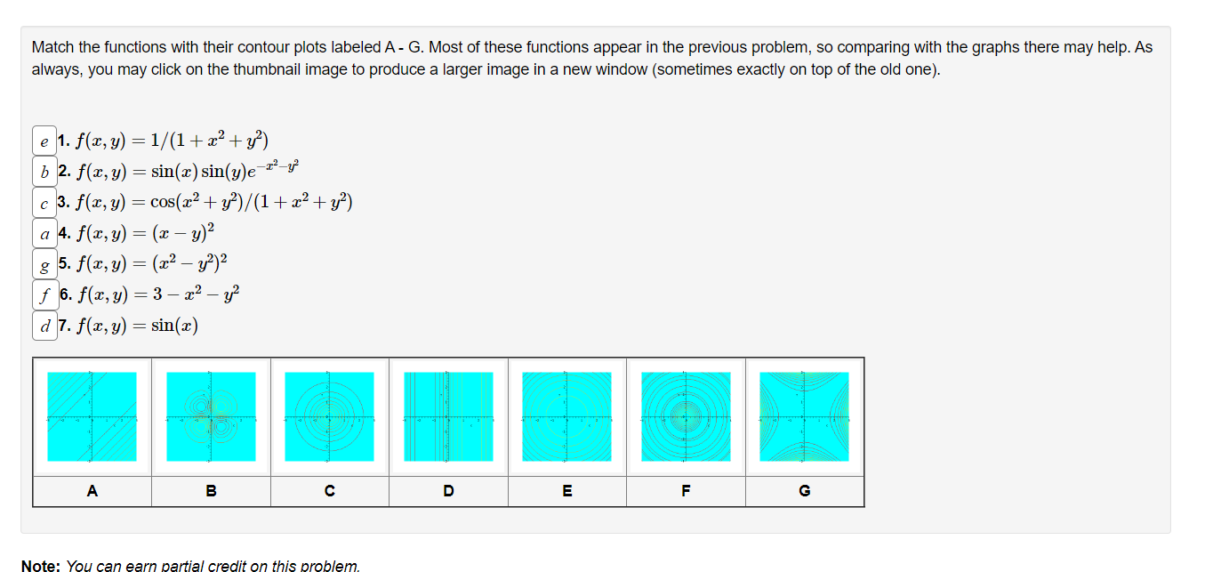 Solved Match The Functions With Their Contour Plots Labeled Chegg