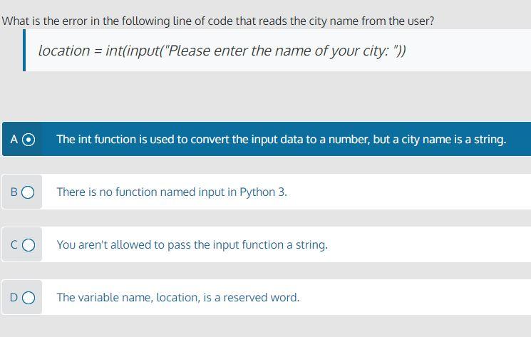 Solved What is the error in the following line of code that | Chegg.com