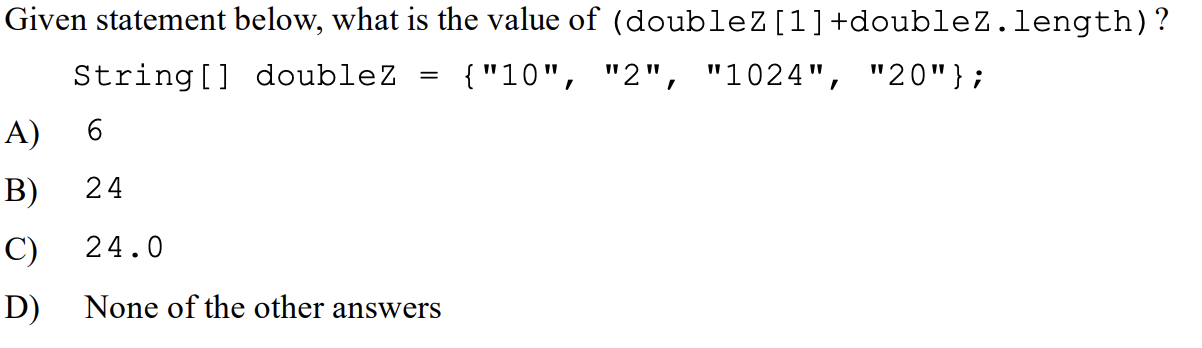 Solved Given statement below, what is the value of (double Z | Chegg.com