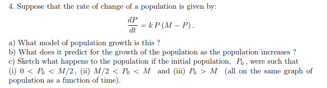 Solved Suppose that the rate of change of a population is | Chegg.com