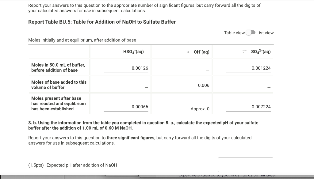Can someone please help me with 8b, the table with | Chegg.com
