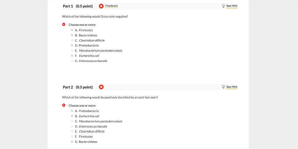 Solved Part 1 (0.5 point) X Feedback See Hint Which of the | Chegg.com