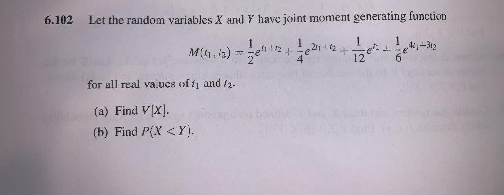 Solved 6.102, Let the random variables X and Y have joint | Chegg.com