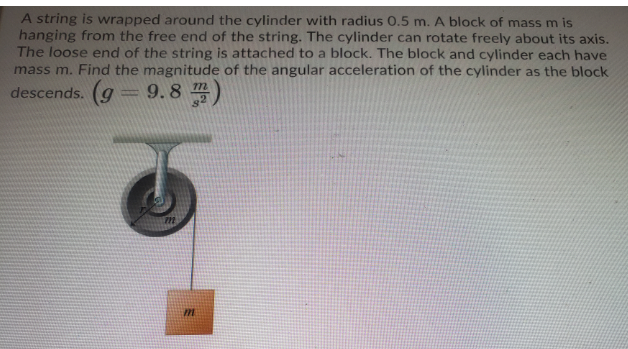 Solved A string is wrapped around the cylinder with radius | Chegg.com