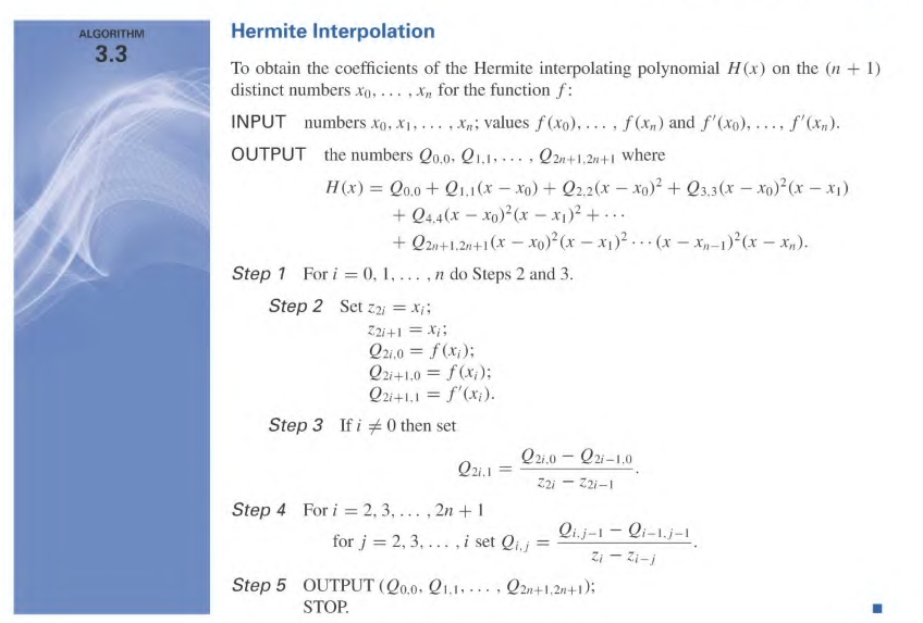 Solved Algorithm Hermite Interpolation 3 3 To Obtain The
