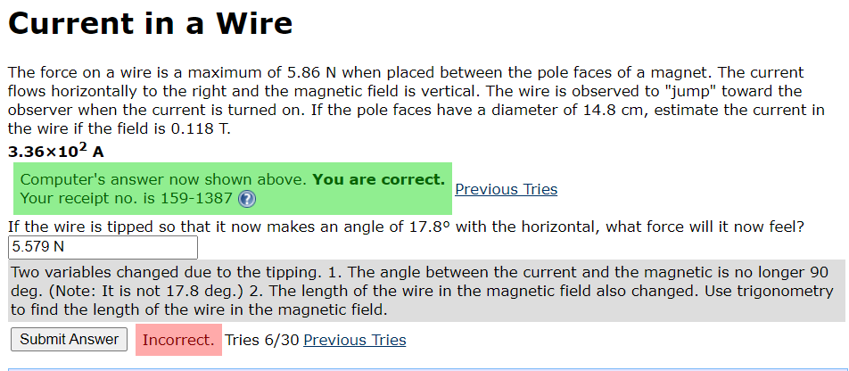 Solved Current in a Wire The force on a wire is a maximum of | Chegg.com
