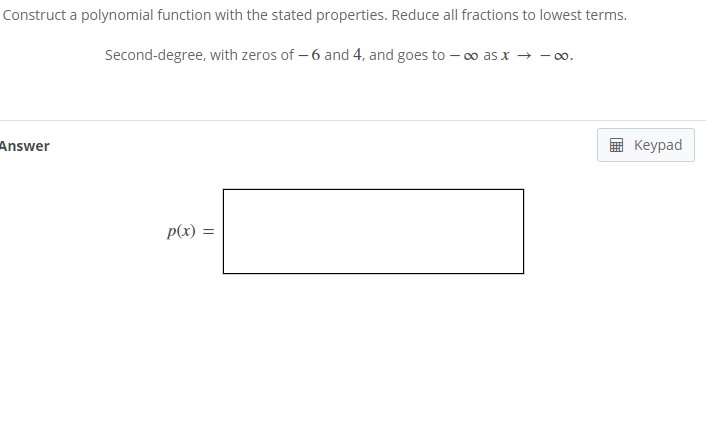 Solved Construct a polynomial function with the stated | Chegg.com