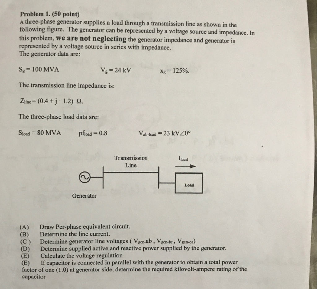 Solved Problem 1. (50 Point) A Three-phase Generator