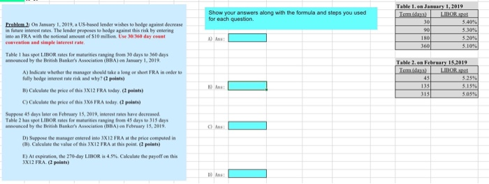 Solved Show your answers along with the formula and steps | Chegg.com