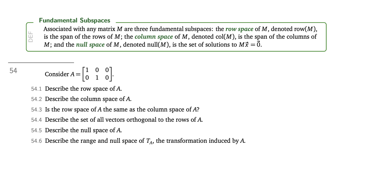 Solved Fundamental Subspaces Associated with any matrix M | Chegg.com