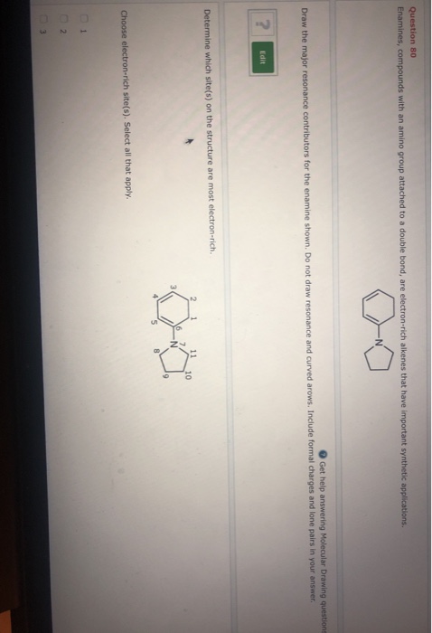 Solved Question 80 Enamines, compounds with an amino group | Chegg.com