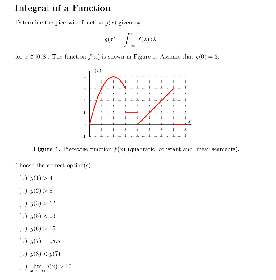 Solved Integral of a Function Determine the piecewise | Chegg.com