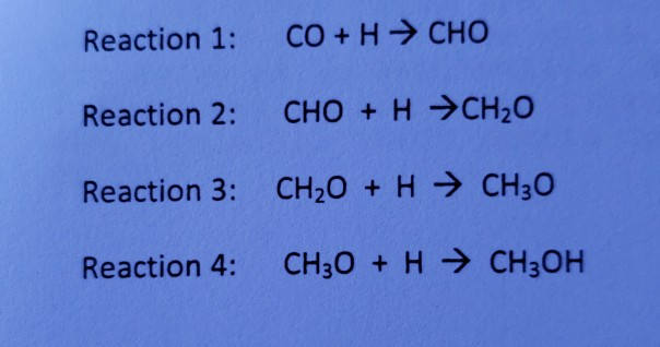 Solved Reaction 1: CO + H → CHO Reaction 2: CHO + H –CH2O | Chegg.com