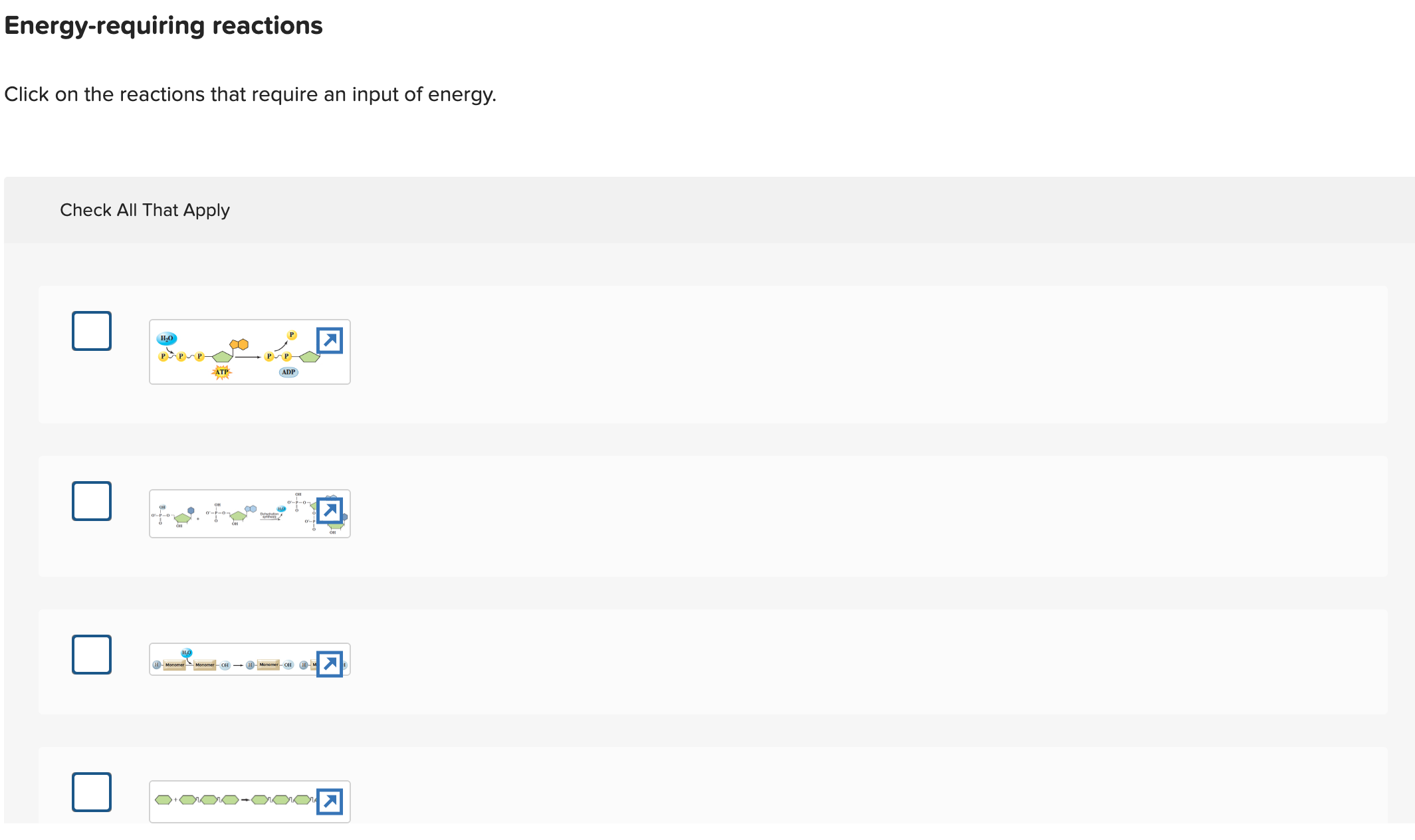 Click on the reactions that require an input of | Chegg.com