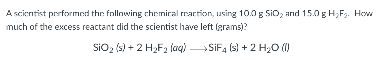 Solved A scientist performed the following chemical | Chegg.com