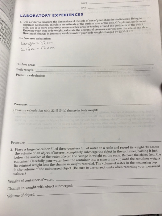 Solved DATE LABORATORY EXPERIENCES 1. Use a ruler to measure | Chegg.com