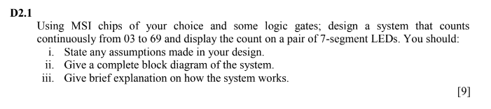 Solved D2.1 Using MSI chips of your choice and some logic | Chegg.com