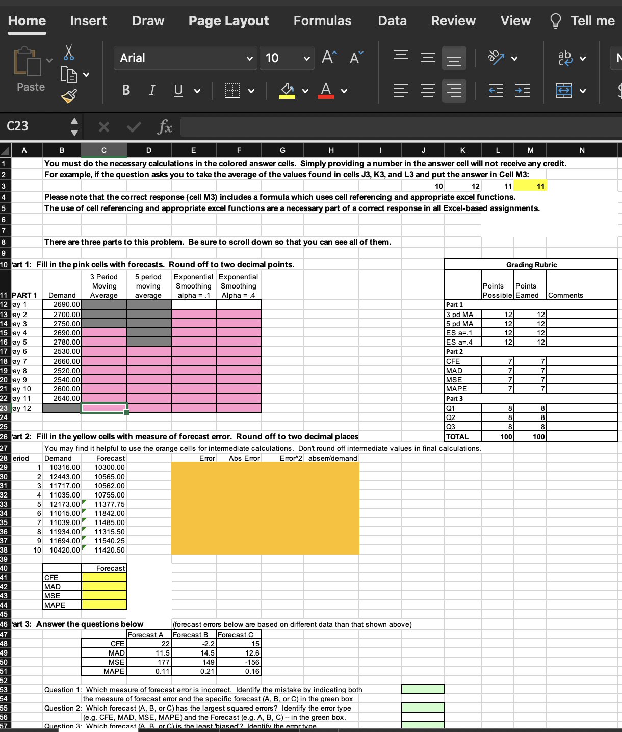Solved Home Insert Draw Page Layout Formulas Data Review | Chegg.com