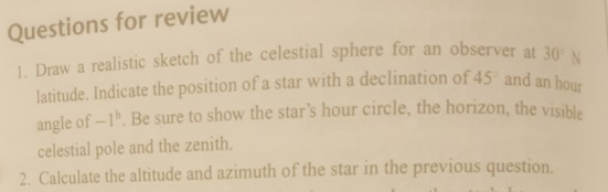Solved 1. Draw a realistic sketch of the celestial sphere | Chegg.com