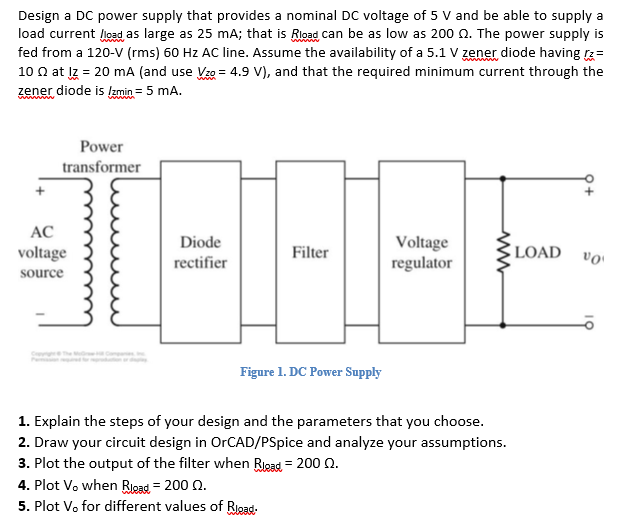 Solved Design a DC power supply that provides a nominal DC | Chegg.com