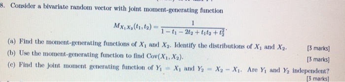 Solved 8. Consider a bivariate random vector with joint | Chegg.com