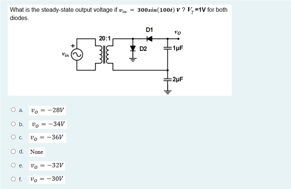 Solved What is the steady-state output voltage if | Chegg.com