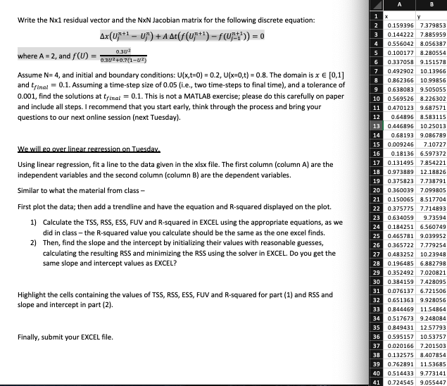 Write the Nx1 residual vector and the NxN Jacobian | Chegg.com