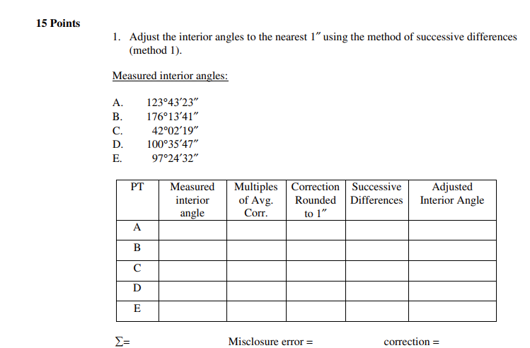 Solved 15 Points 1. Adjust the interior angles to the | Chegg.com
