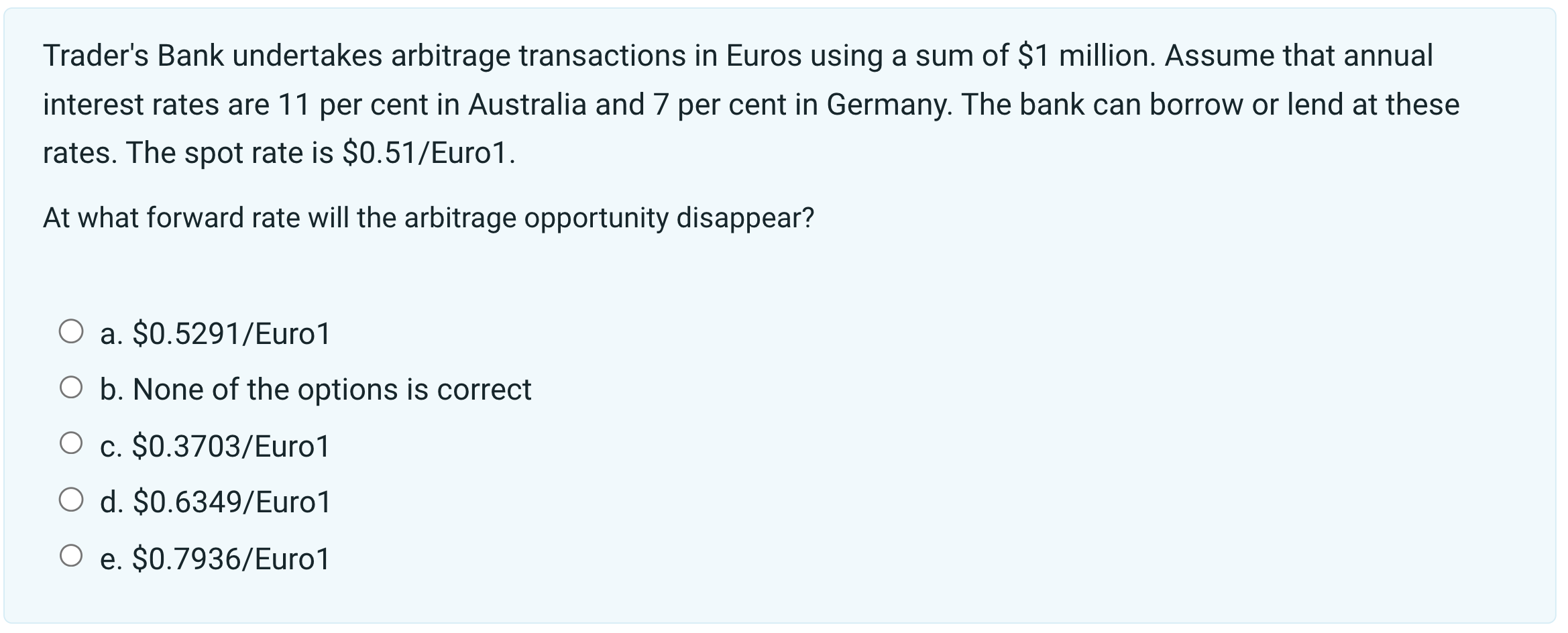 Solved Trader's Bank undertakes arbitrage transactions in | Chegg.com