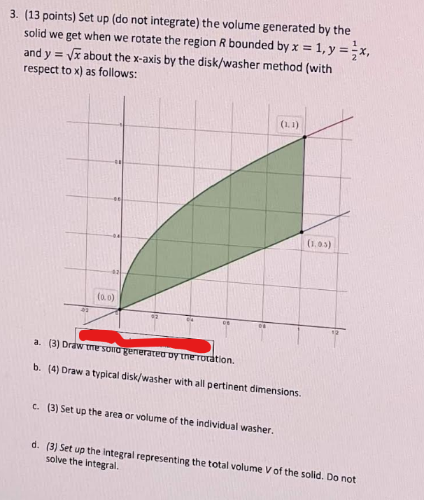 Solved 3. (13 points) Set up (do not integrate) the volume | Chegg.com
