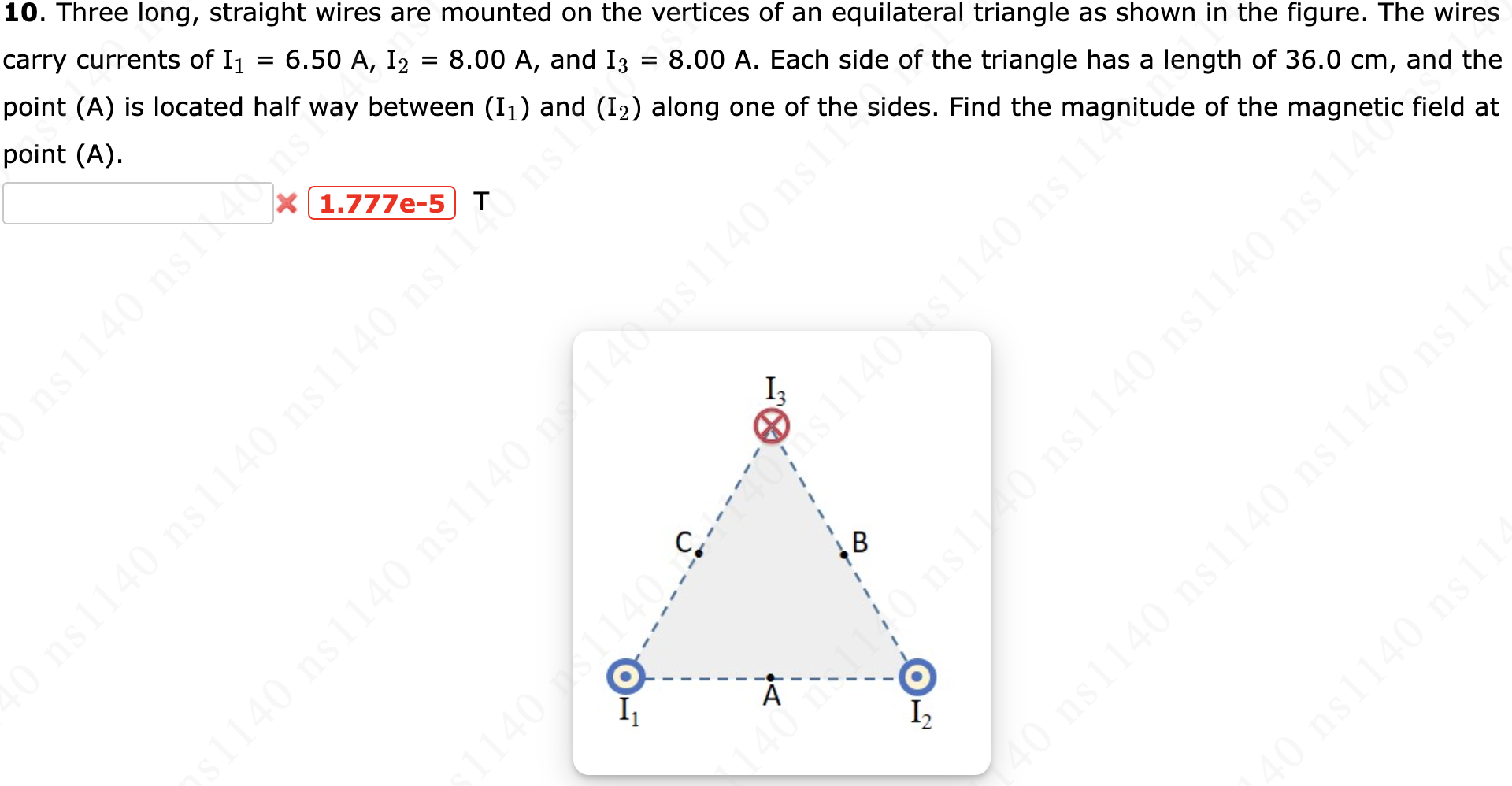 Solved 10. Three long, straight wires are mounted on the | Chegg.com