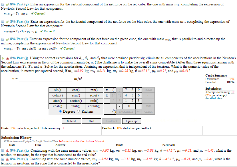 Solved (7\%) Problem 9: Three cubes are connected by ideal, | Chegg.com