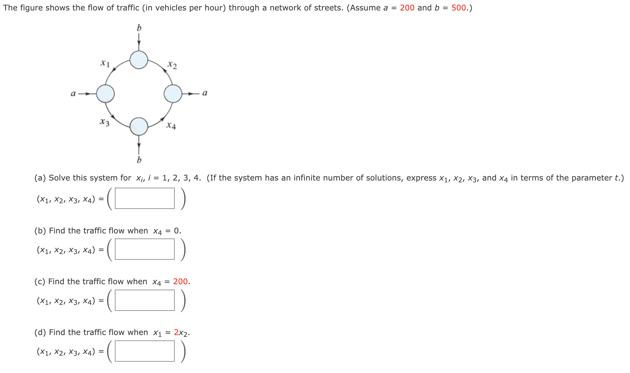 Solved he figure shows the flow of traffic (in vehicles per | Chegg.com