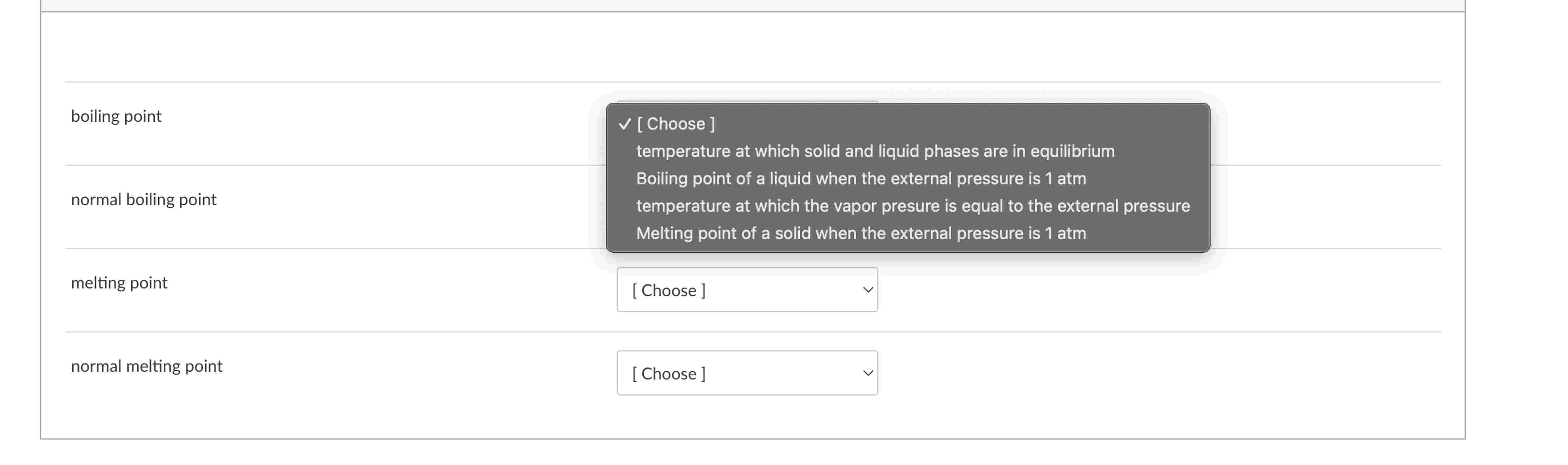 Solved boiling pointnormal boiling pointmelting point[ | Chegg.com