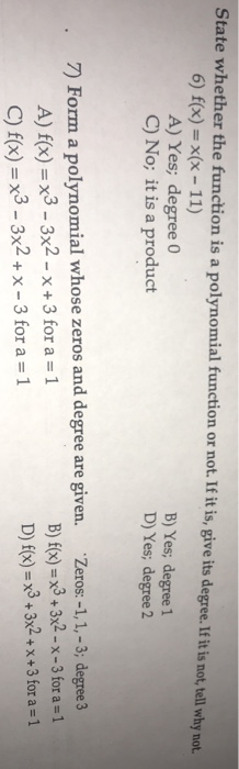 Solved State whether the function is a polynomial function | Chegg.com