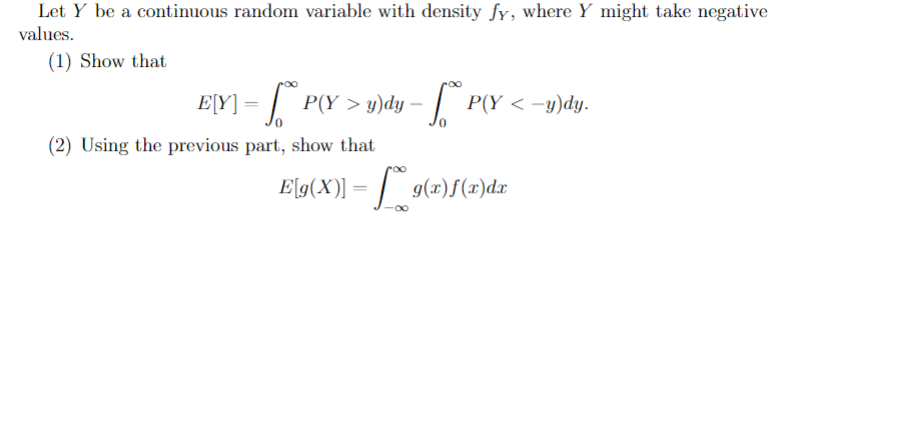Solved Let Y be a continuous random variable with density | Chegg.com
