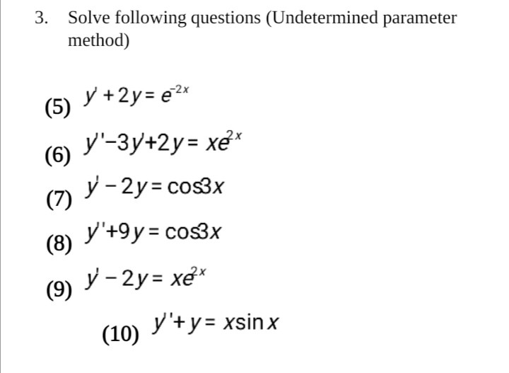 Solved 3. Solve following questions (Undetermined parameter | Chegg.com