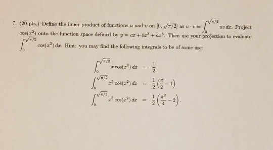 Solved V /2 7. (20 pts.) Define the inner product of | Chegg.com