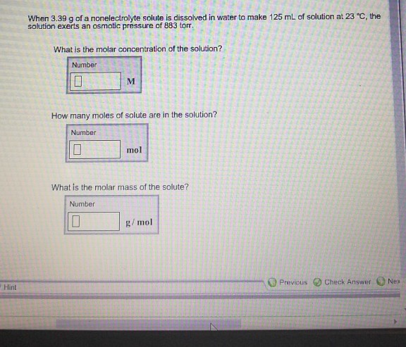 Solved When 3.39 g of a nonelectrolyte solute is dissolved | Chegg.com