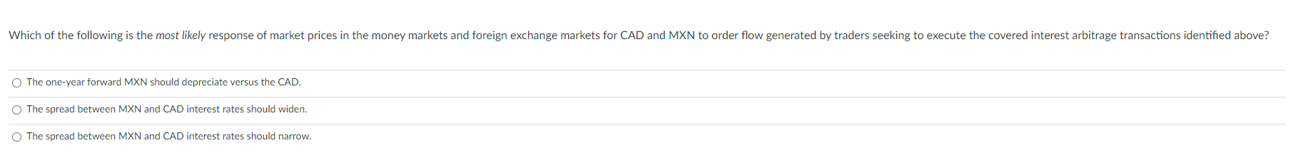 Solved The one-year forward MXN should depreciate versus the | Chegg.com