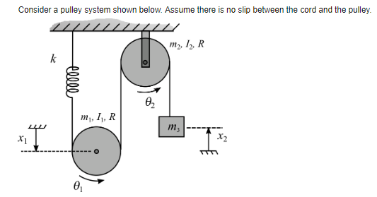 Solved Consider a pulley system shown below. Assume there is | Chegg.com