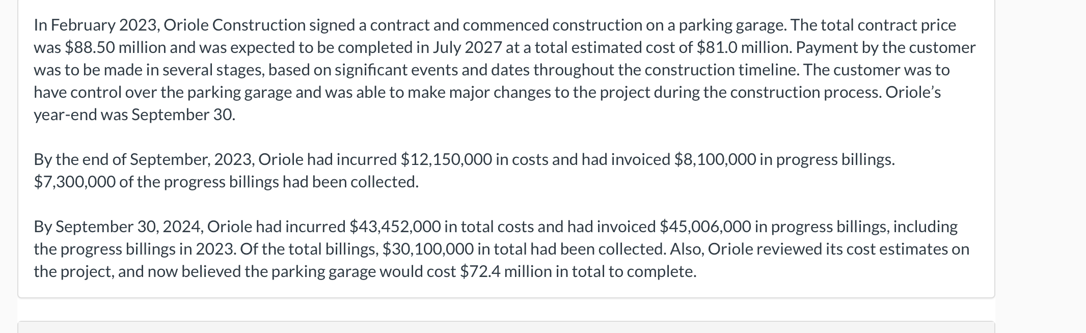 Solved In February 2023, Oriole Construction signed a | Chegg.com