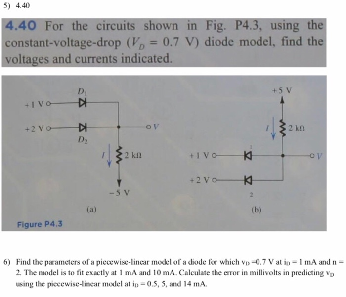 Solved 5) 4.40 4.40 For the circuits shown in Fig. P4.3, | Chegg.com