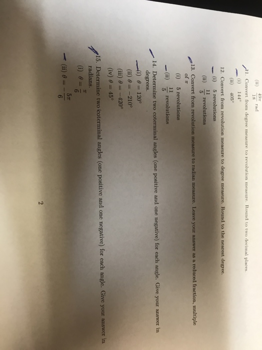 Solved rad 18 Convert from degree measure to revolution | Chegg.com