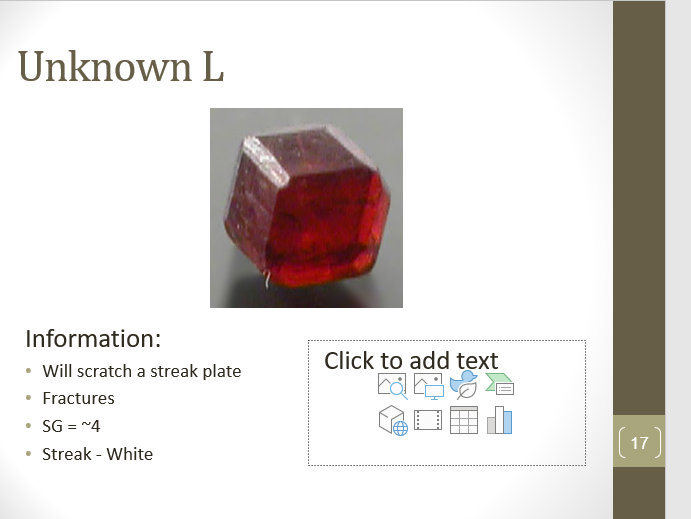 Solved Unknown D Information: - Scratches a streak plate - | Chegg.com