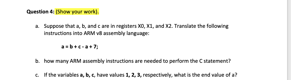 Solved Question 4: (Show your work). a. Suppose that a, b, | Chegg.com