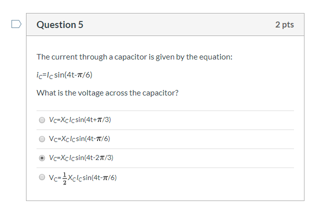 Solved The current through a capacitor is given by the | Chegg.com